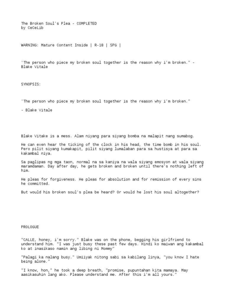 The Broken Soul's Plea | PDF
