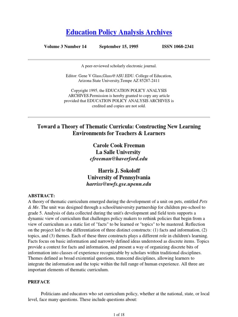 Theory of Thematic Curricula | PDF | Curriculum | Teachers