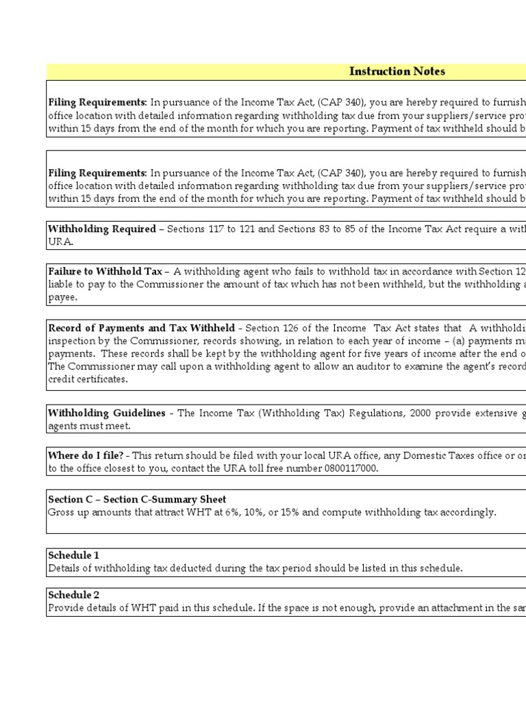 Withholding Return Sample | PDF | Withholding Tax | Payments
