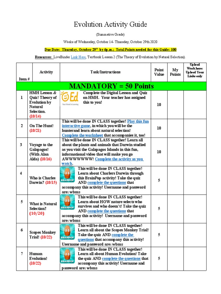 Evolution Activity Guide Part 2 | PDF | Evolution | Charles Darwin