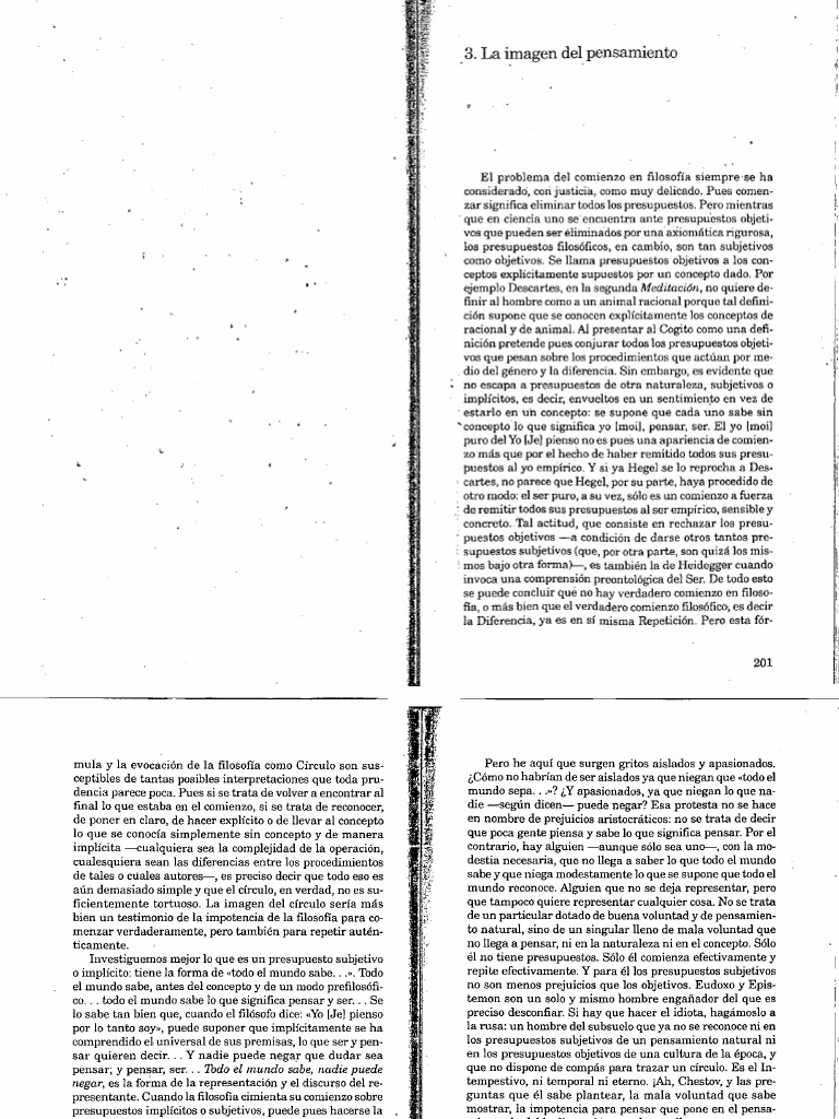 Deleuze - Diferencia y Repetición (Capítulo 3 La Imagen Del Pensamiento) PDF | PDF | Immanuel ...