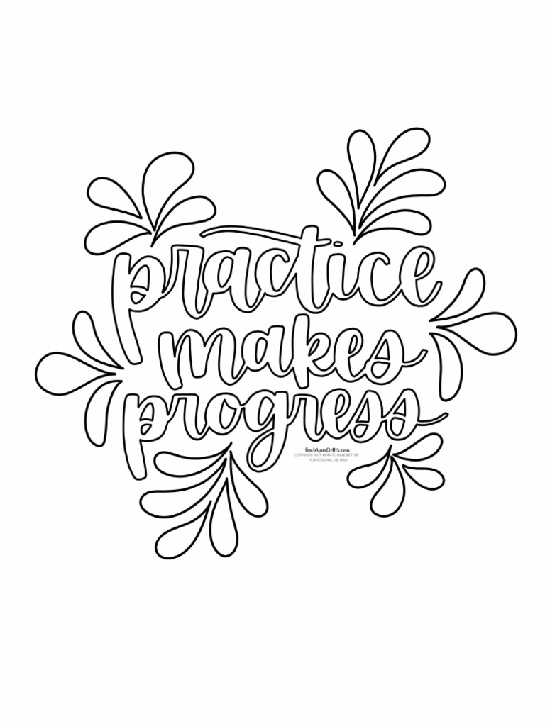 Coloring Page PRACTICE MAKES PROGRESS | PDF