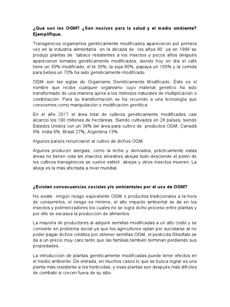 Qué Son Los OGM | PDF | Organismo genéticamente modificado | Monsanto