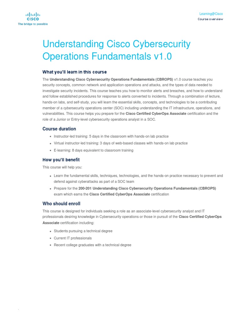 Understanding Cisco Cybersecurity Operations Fundamentals v1.0 | PDF ...