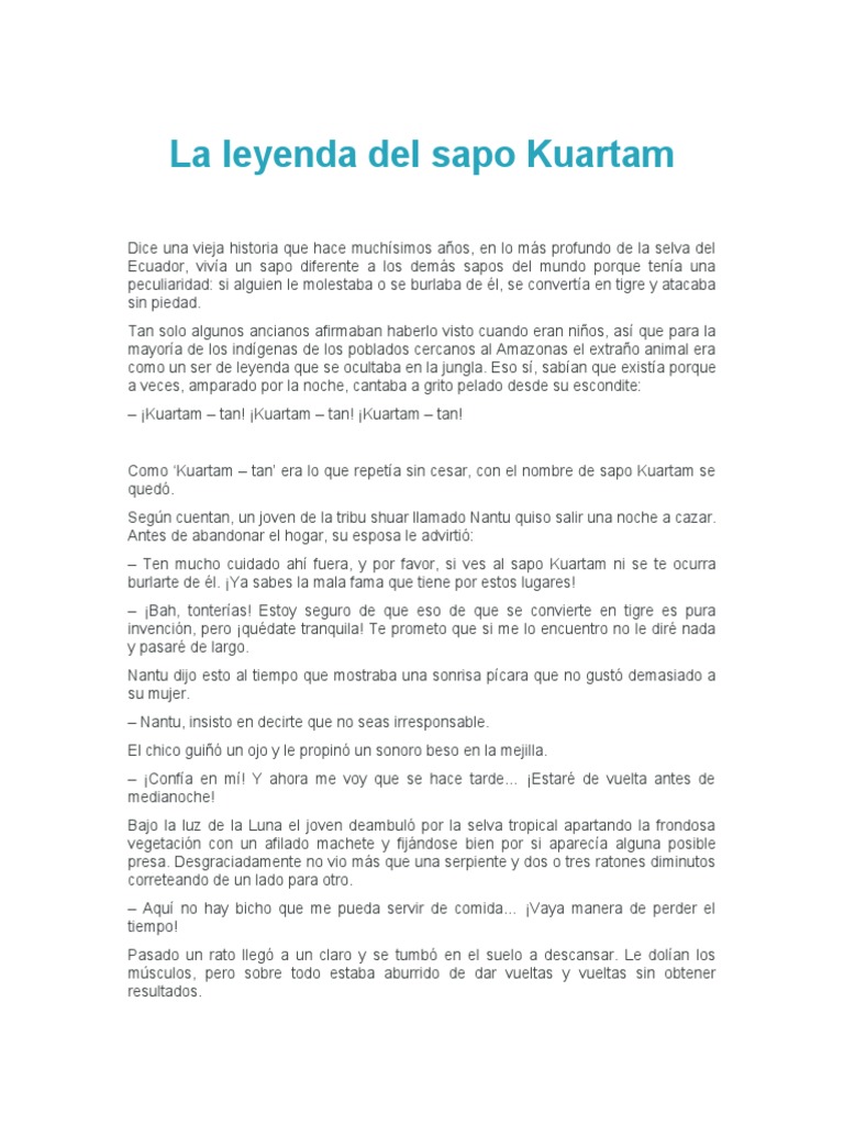 La Leyenda Del Sapo Kuartam | PDF | Naturaleza