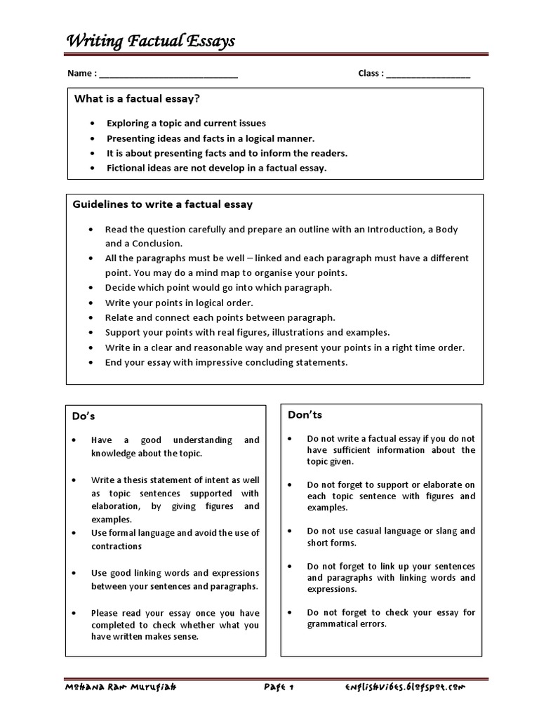 Writing Factual Essays | PDF | Idea | Essays
