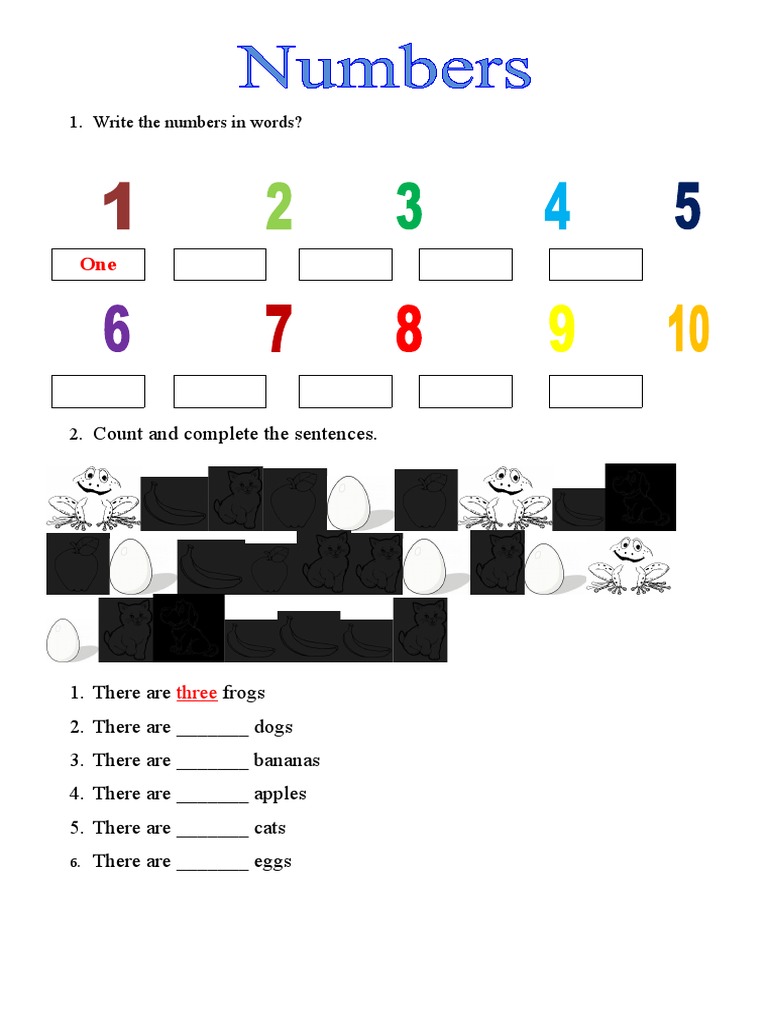 Count and Complete The Sentences.: 1. Write The Numbers in Words? | PDF ...