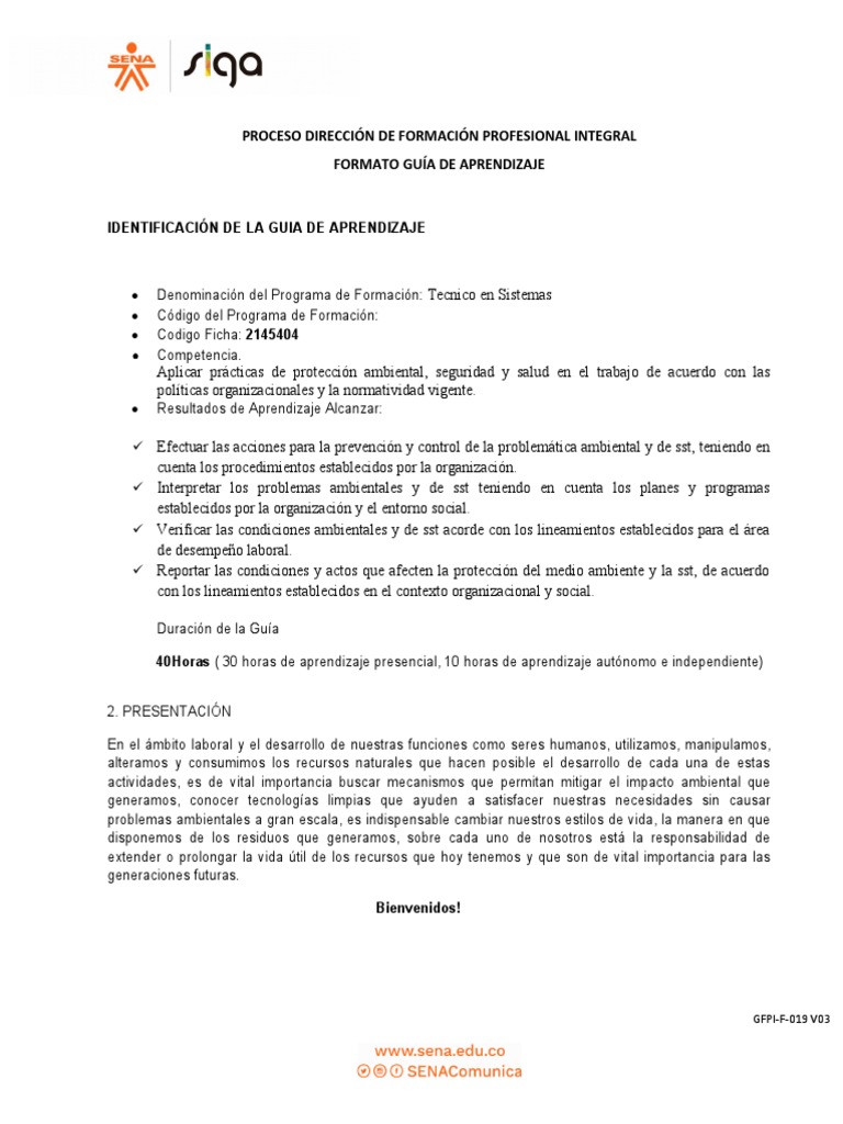 Gfpi-F-019 Guia de Aprendizaje | PDF | Aprendizaje | Entorno natural