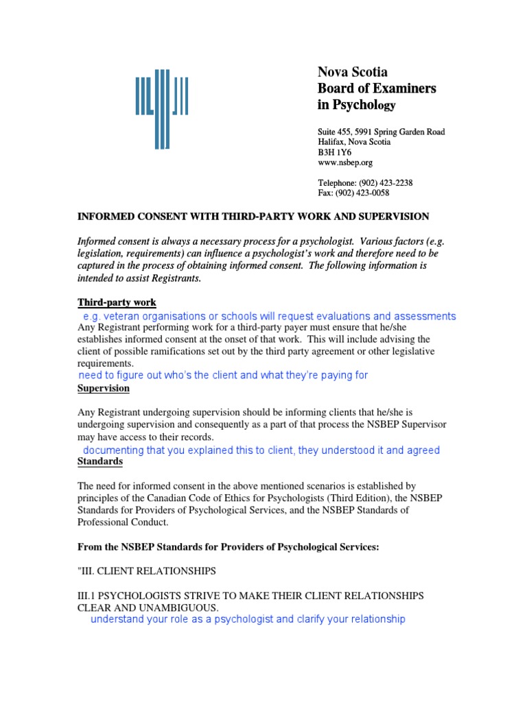 Informed Consent With Third Party Work & Supervision | PDF | Informed ...