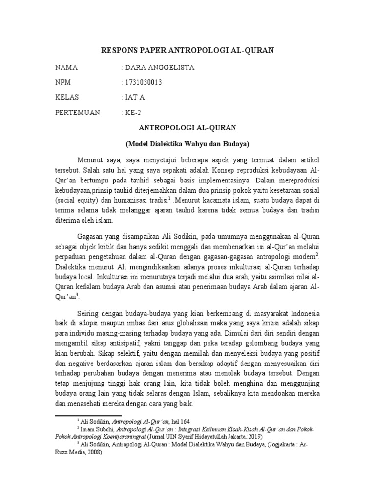 Respon Paper Antropologi | PDF