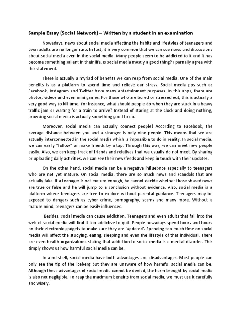 Social Network Sample Essay 2020 | PDF | Social Media | Popular Culture ...