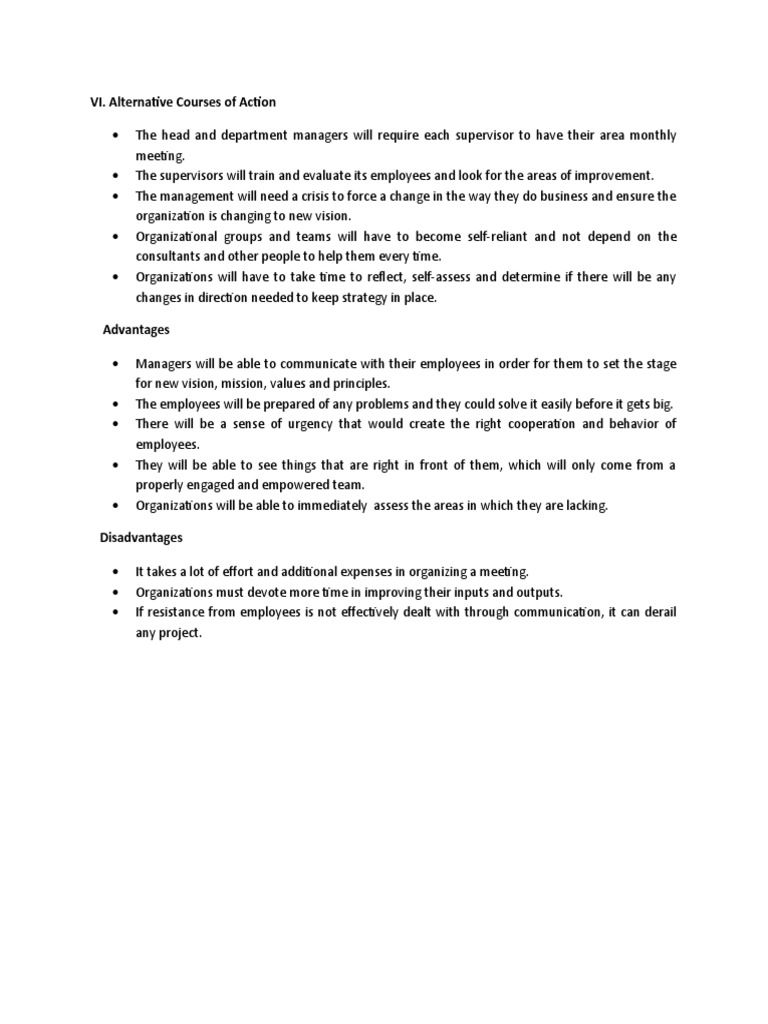 VI. Alternative Courses of Action | PDF | Employment | Economies