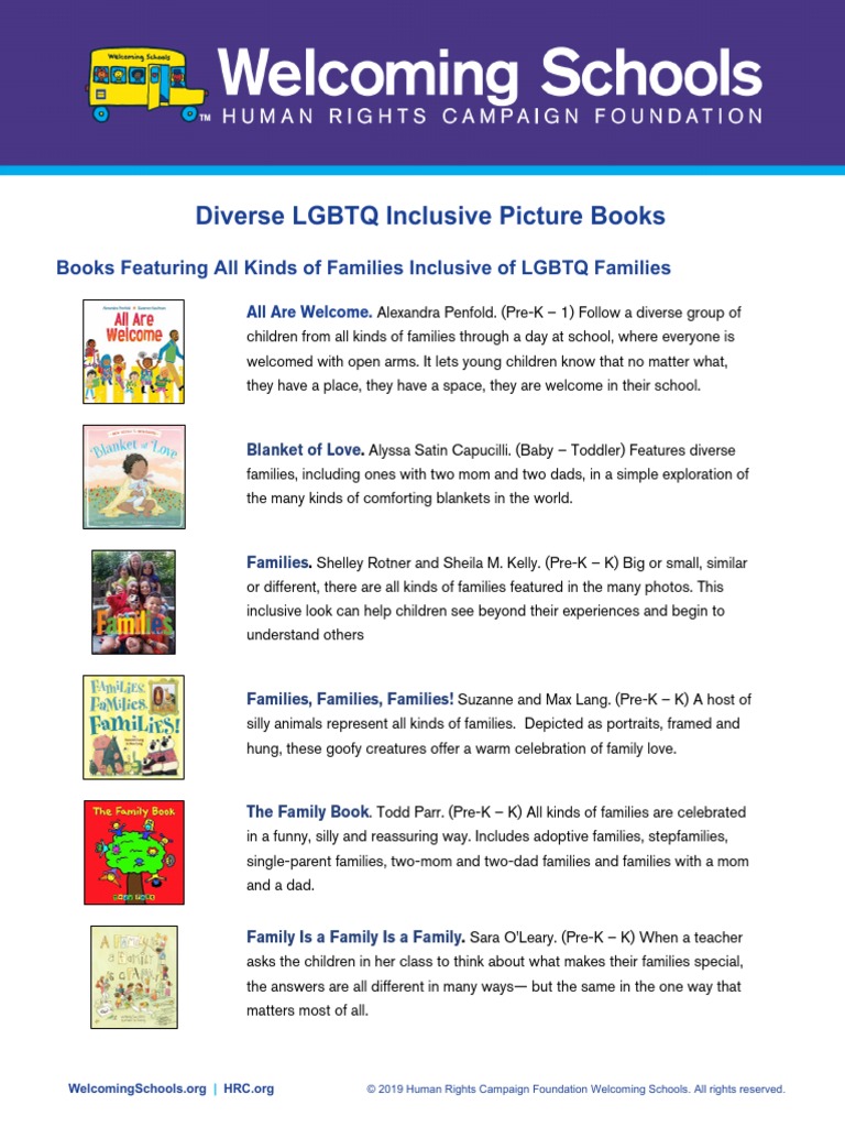 Ws LGBTQ Inclusive Picture Books - Family | PDF | Parent And Child | Family