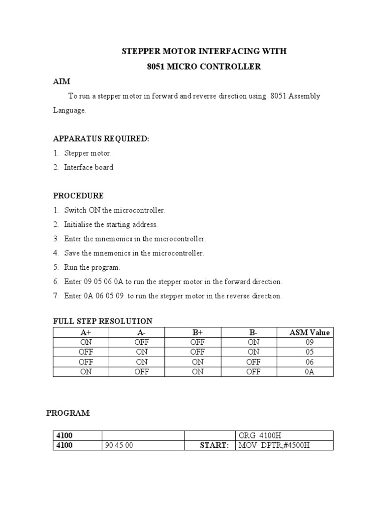 Stepper Motor Interfacing With 8051 Micro Controller | PDF | Classes Of Computers | Computer ...