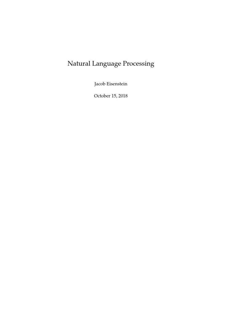 Jacob Eisenstein - Natural Language Processing-MIT Press | PDF | Parsing | Computational ...