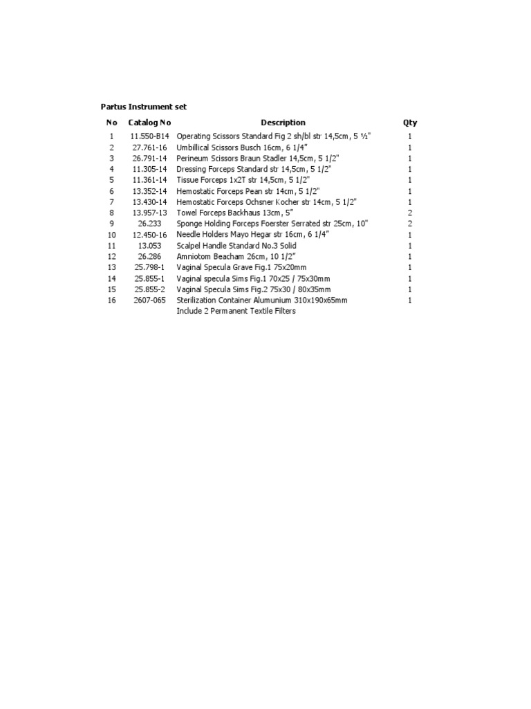 Partus Instrument Set PDF | PDF
