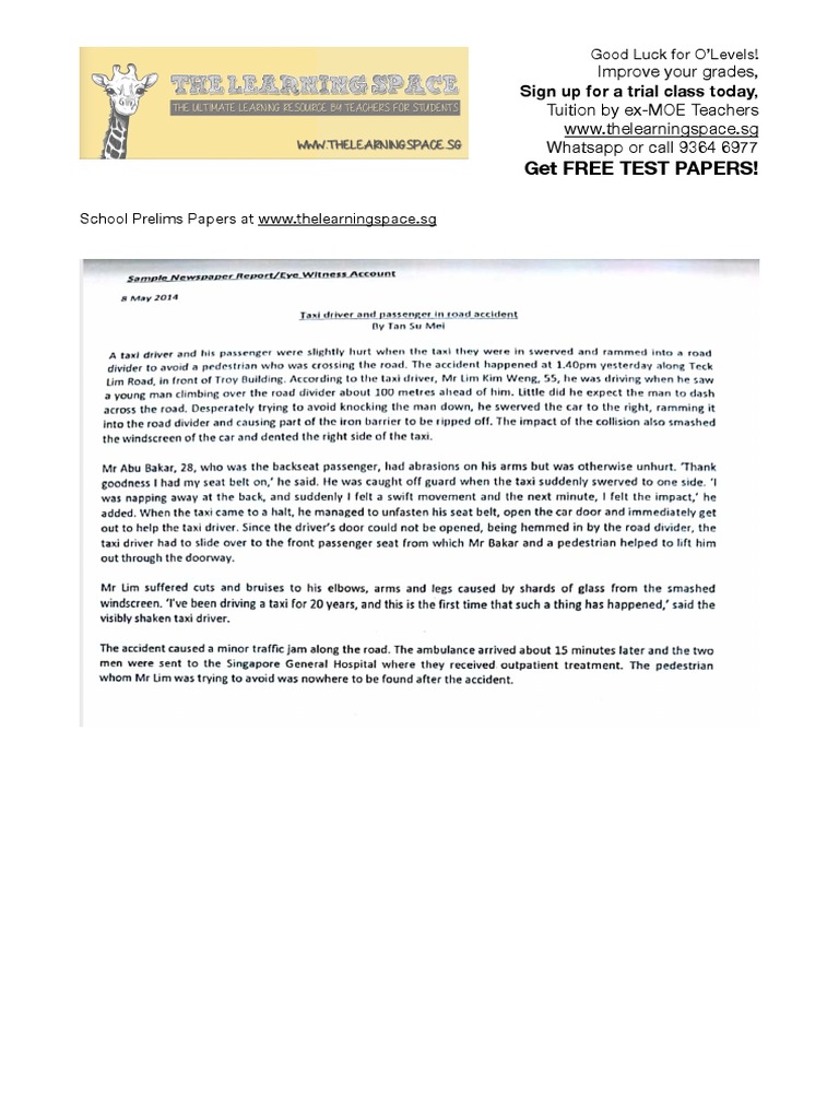 Situational Writing O'levels 1128 Newspaper Report | PDF