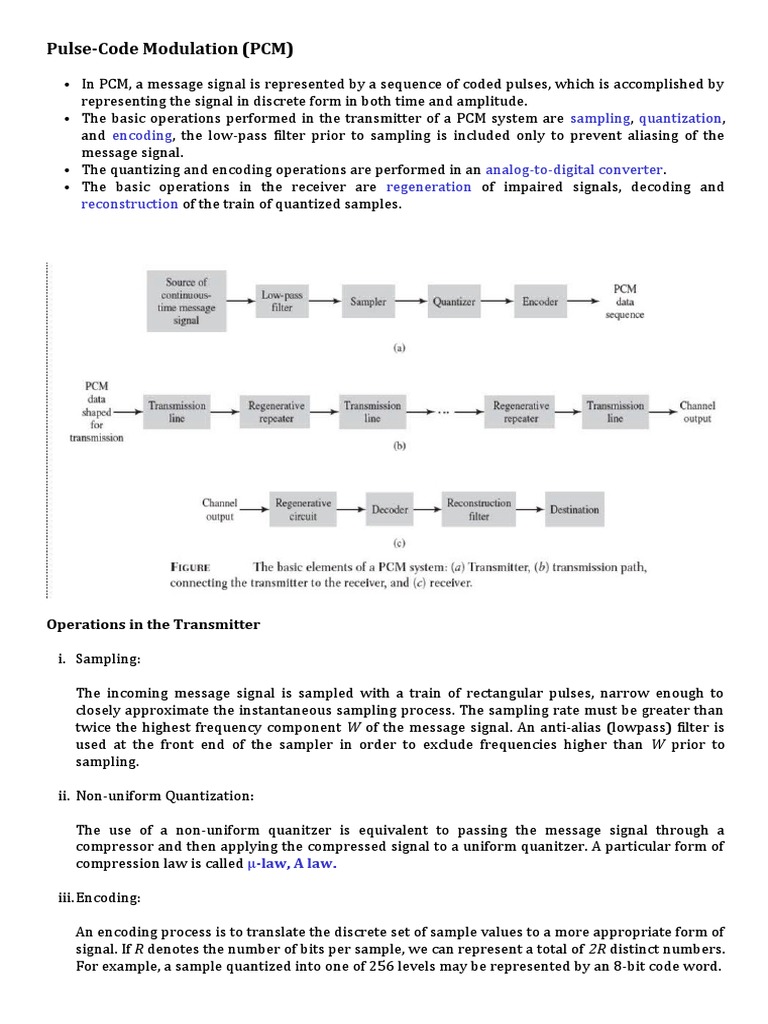 PCM Block Diagram Explanation | PDF | Sampling (Signal Processing ...