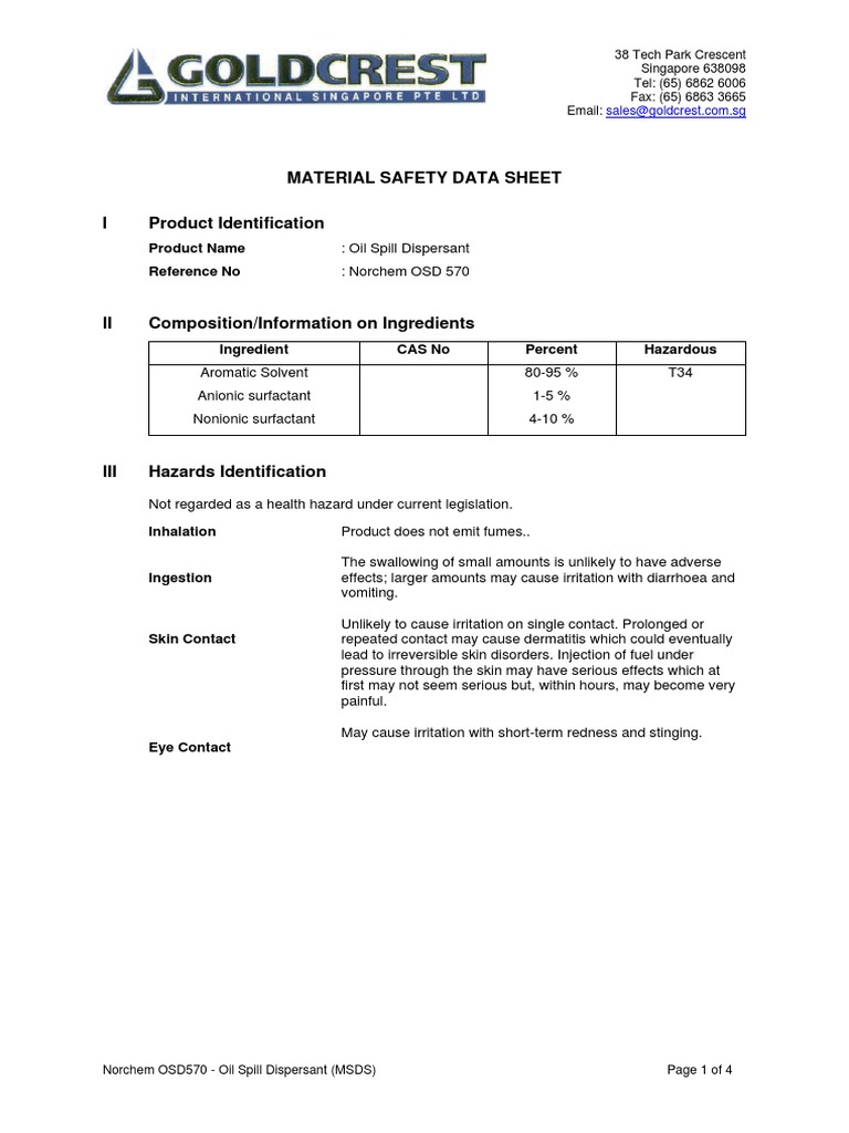 Osd 570 - MSDS | PDF | Dangerous Goods | Physical Sciences