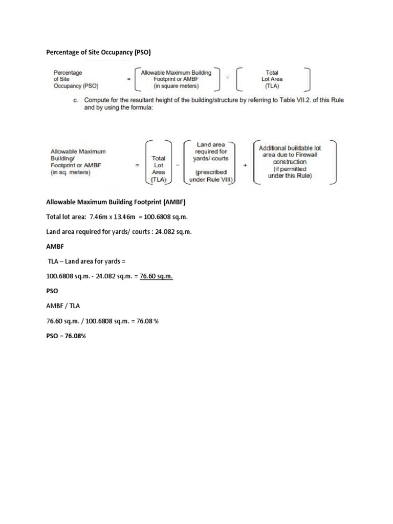 Calculating Percentage of Site Occupancy using Allowable Maximum ...
