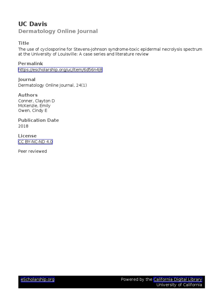 Cyclosporine for SJS/TEN: Case Series | PDF | Drugs | Diseases And ...