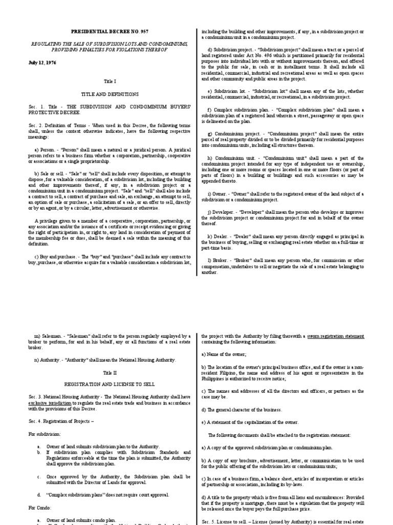 PD 957 Digested | Download Free PDF | Condominium | Mortgage Loan