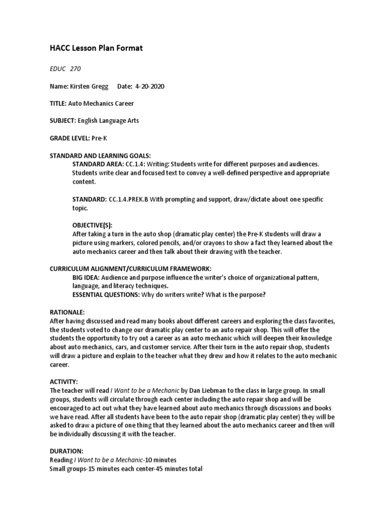 Gregg Lessonplan Dramatic Playpdf2 | PDF | Lesson Plan | Teachers