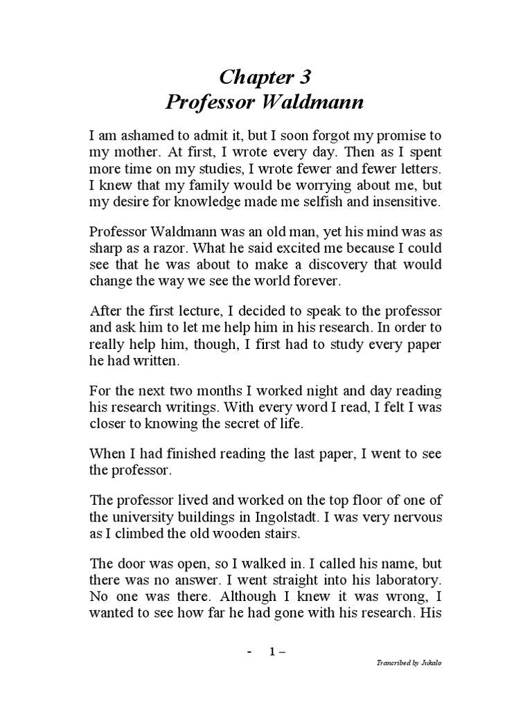 Frankenstein Chapter 3 | PDF | Frankenstein