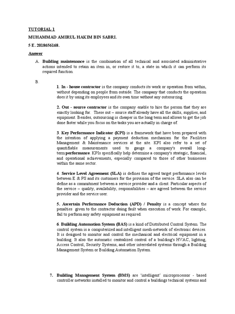 bl1 307 | PDF | Building Automation | Service Level Agreement