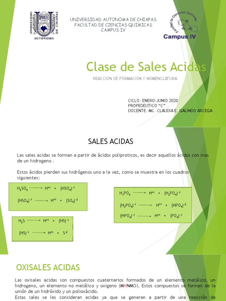 Clase de Sales ACIDAS 2020A1 | PDF | Ácido | Sal (química)