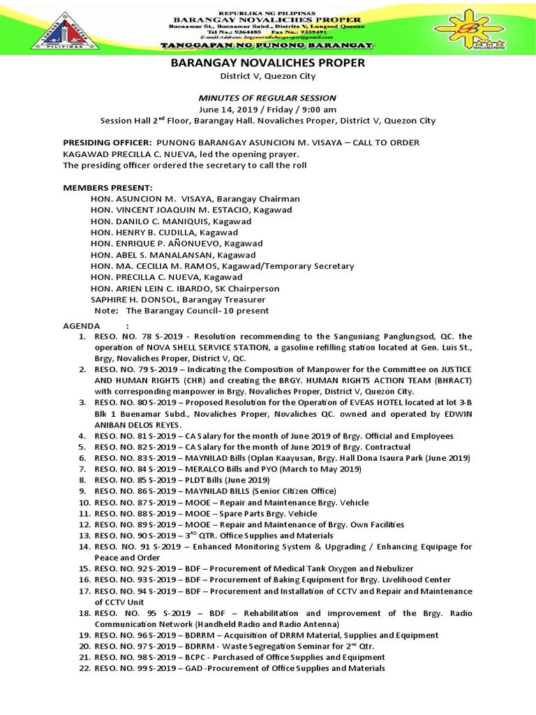 Minutes of REGULAR SESSION JUNE 14, 2019 | PDF | Budget | Business