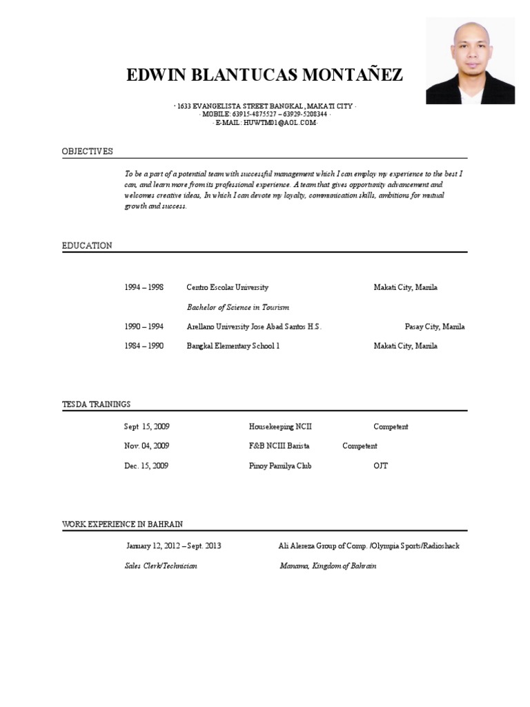 Edwin Montañez: Professional Resume | PDF | Business