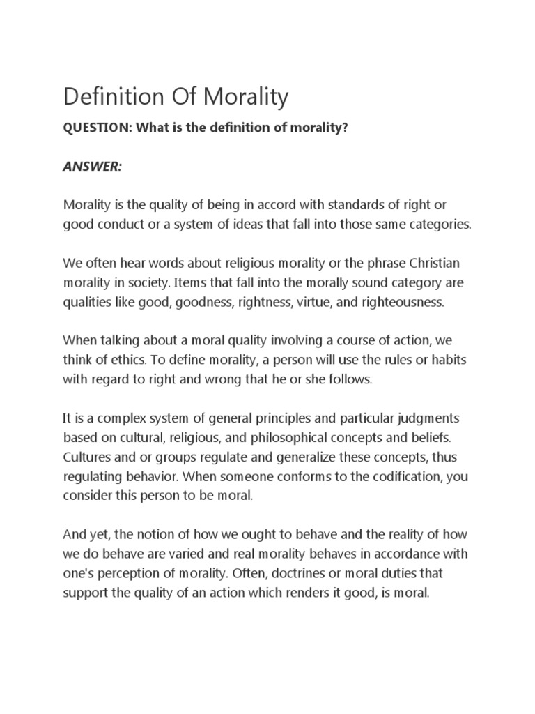 Definition of Morality | PDF | Morality | Marriage