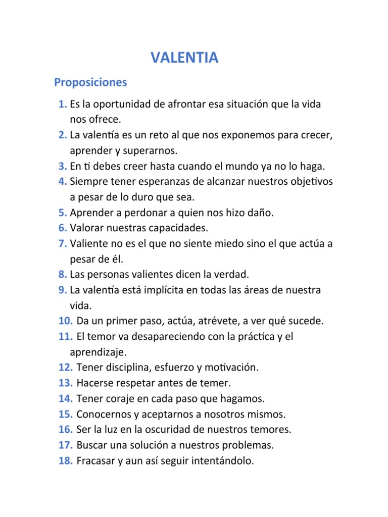 Definiendo la Valentía y su Valor | PDF