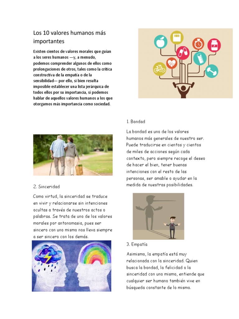 Los 10 Valores Humanos Más Importantes Infografia | PDF | Perdón | Empatía