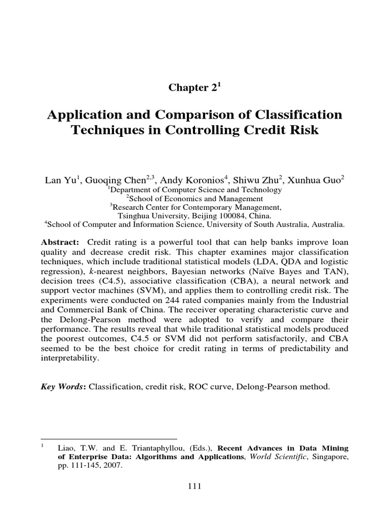 Yu - Application and Comparison of Classification Techniques in Credit ...