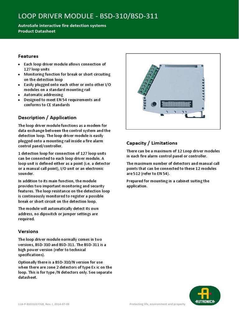Loop Driver Module BSD 310/Bsd 311: Features | PDF | Electrical Components | Components