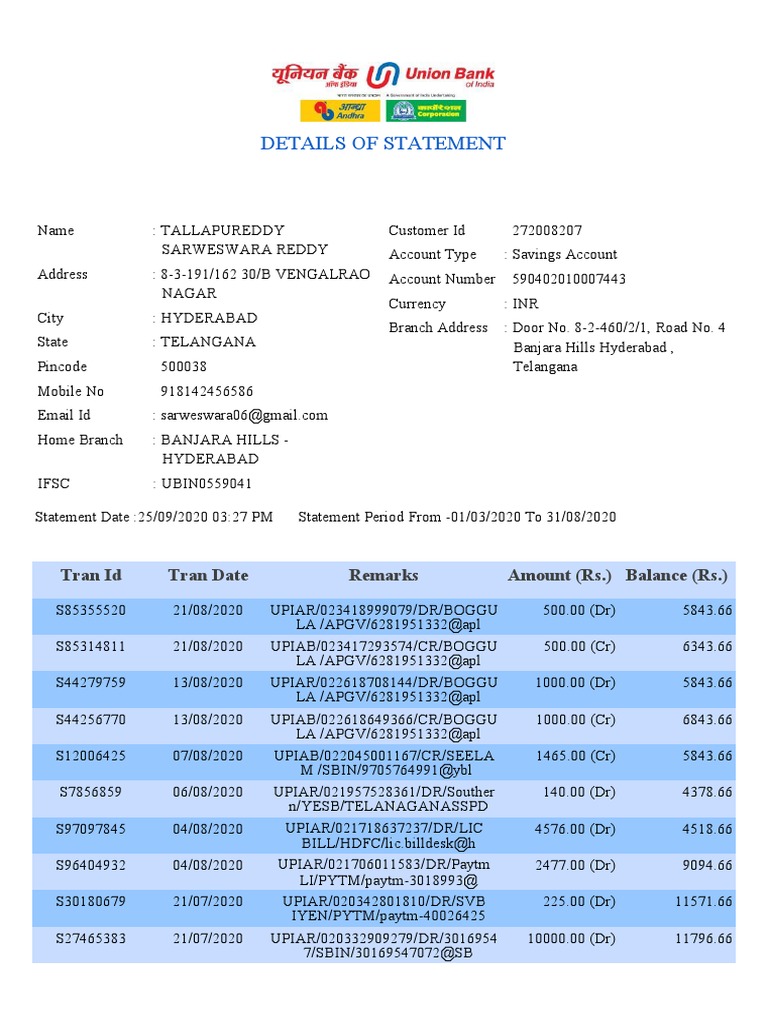 Bank Statement PDF | PDF | Financial Technology | Finance & Money ...