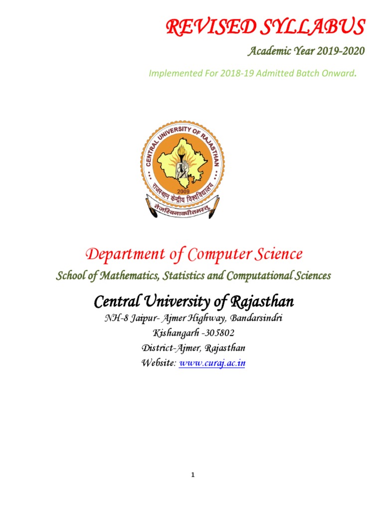 Revised Syllabus: Department of Computer Science | PDF | Databases ...