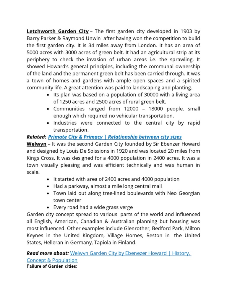 Letchworth Garden City: A Historical Overview | PDF | Urban Planning ...