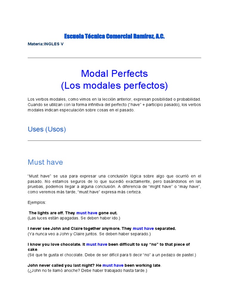 Modal Perfects | PDF