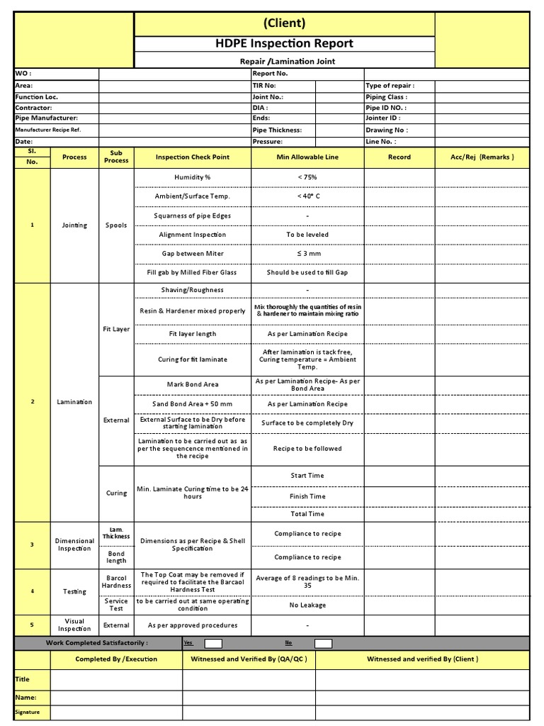 HDPE Pipe Inspection Report | PDF | Lamination | Pipe (Fluid Conveyance)