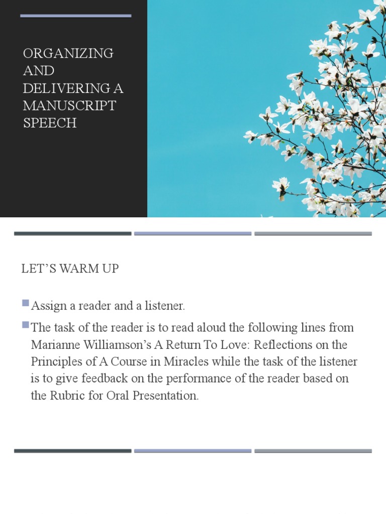 Organizing and Delivering A Manuscript Speech | PDF | Psychological ...