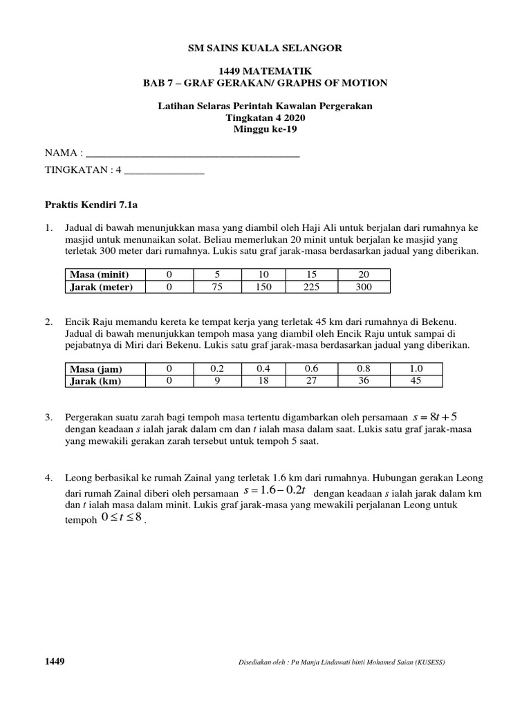 BAB 7 GRAF GERAKAN Latihan 1 | PDF