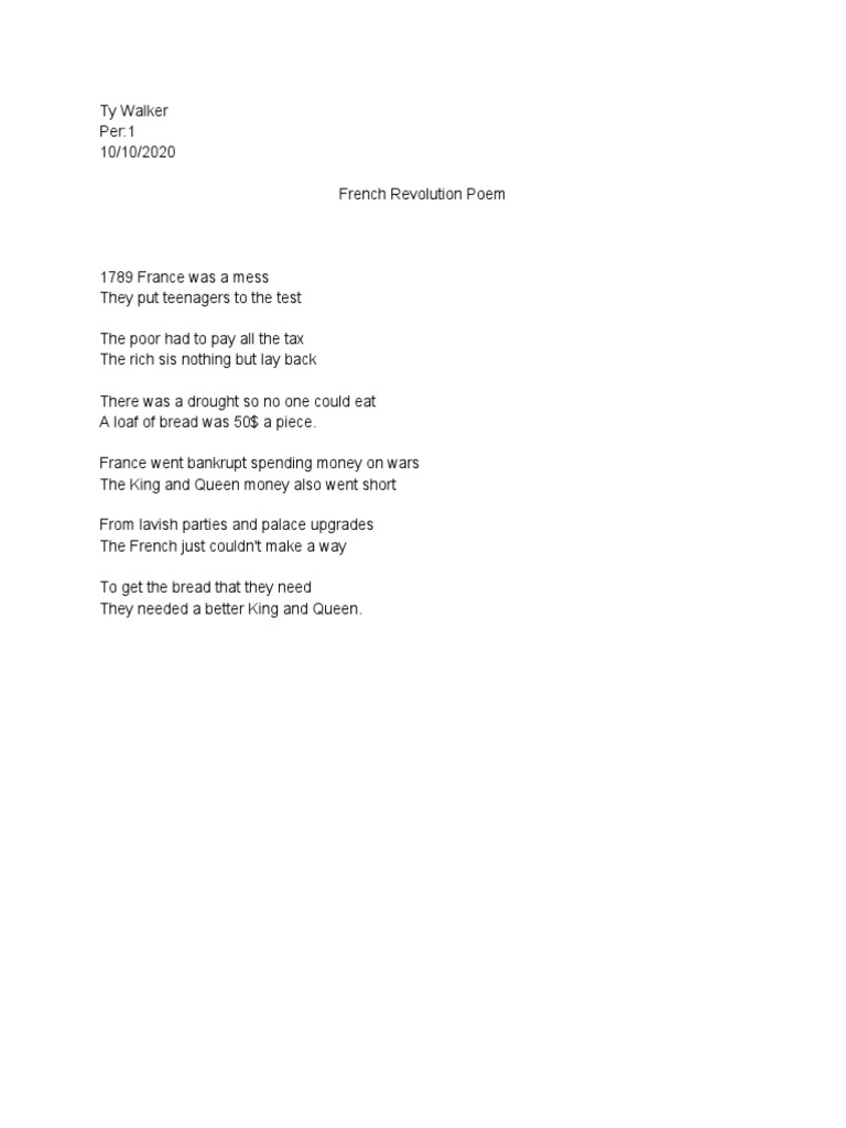 French Revolution Poem | PDF