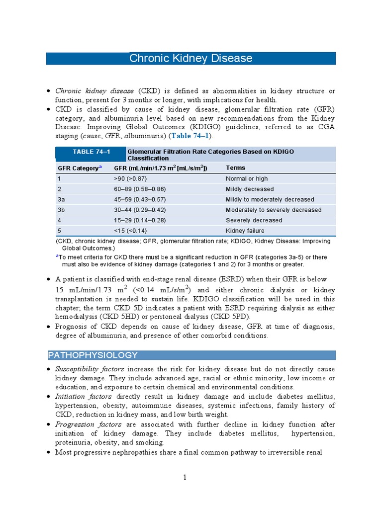 Chronic Kidney Disease: Pathophysiology | PDF | Chronic Kidney Disease ...