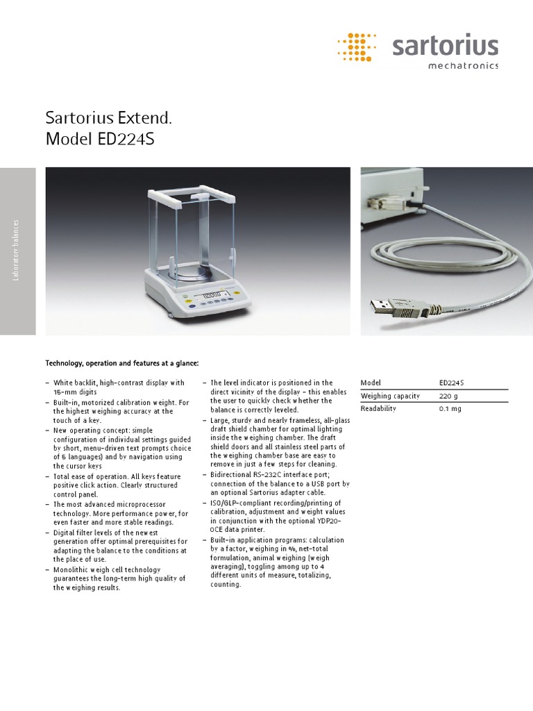 Sartorius Extend. Model ED224S | PDF | Weight | Usb