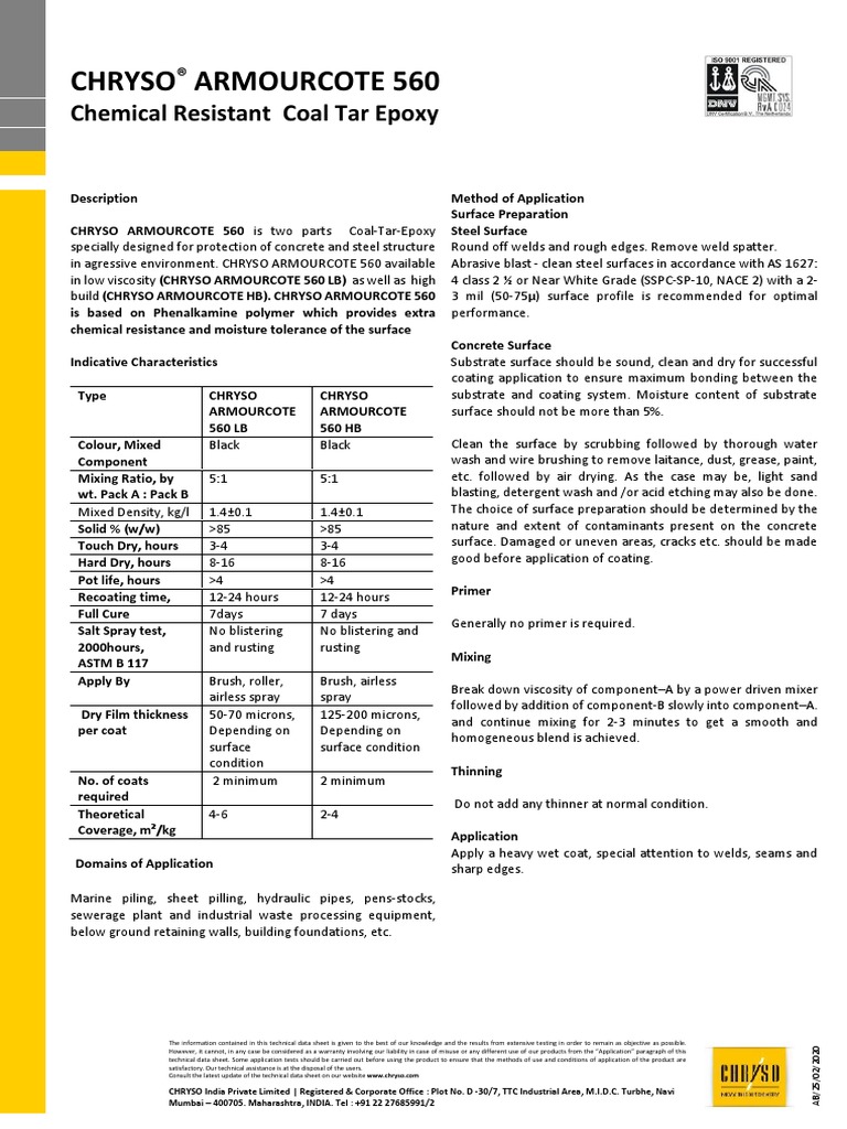 Technical Data Sheet Chryso Armourcote 560 - 6049 - 1336 PDF | PDF ...