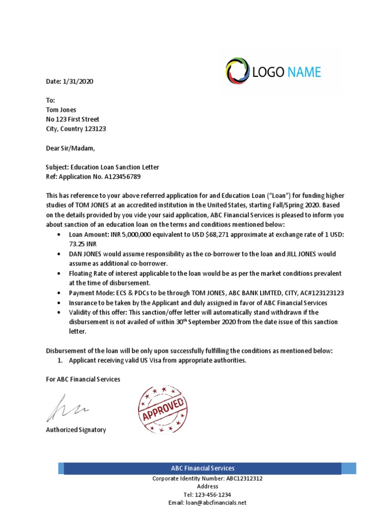 Sample Loan Sanction Letter | PDF