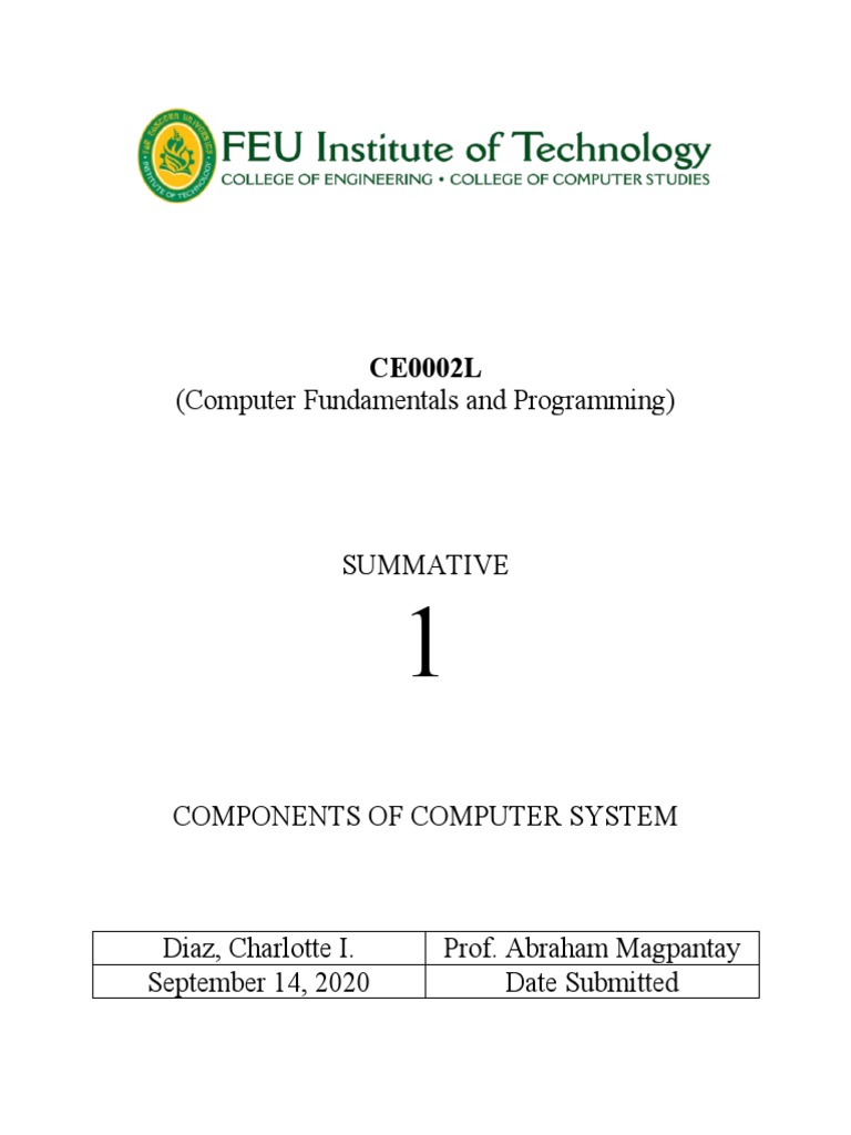 Technical Summative Assessment 1 (Diaz) | PDF | Random Access Memory | Central Processing Unit